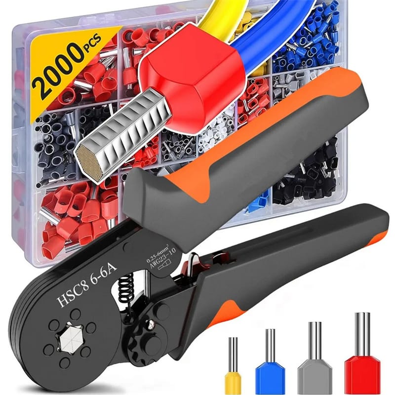 Hexagonal Self-Adjustable Ratchet Ferrule Crimping Tool Kit 23-10AWG 0